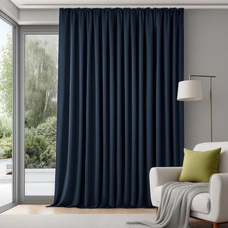 Deconovo Lot de 1 Rideaux Occultants Salon Désign Moderne Rideau Chambre Isolant Thermique Anti Froid Fille Galon Fronceur Rideau Salle à Manger 300x220 CM Ble