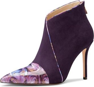 Castamere Femmes Aiguille Haut High Talon Heel Pointu Bout Bottines Fermeture à Glissière Slip-on Party Bureau Dress Bottes Violet Suède 39 EU