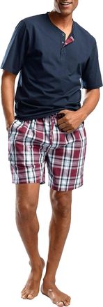 H.I.S kurzer Herren Pyjama (DE/NL/SE/PL, Numerisch, 52, 54, Regular, Regular, Blau)