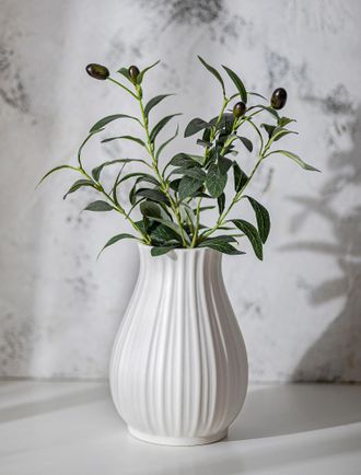 Nuptio Wei&szlig; Keramik Blumen Vase: 20,5cm Boho Pampasgras Vasen f&uuml;r Wohnzimmer Schlafzimmer K&uuml;che - Aesthetic Modern Blumenvase f&uuml;r Fensterbank Tischregal Couc