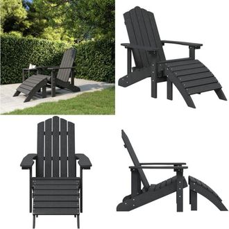 vidaXL Adirondack-Gartenstuhl mit Fu&szlig;teil HDPE Anthrazit - Adirondack Sessel - Gartenstuhl - Outdoor M&ouml;bel - Balkonm&ouml;bel - Glast&uuml;rmensessel - Home & Living