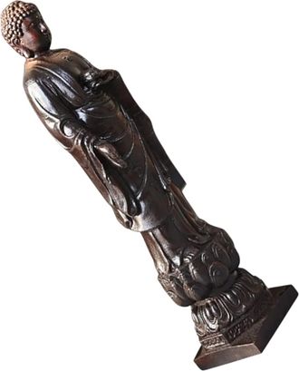Artibetter Goldene Kr&ouml;te Ornament Desktop-Dekor Outdoor-Dekor Vintage-Dekor Stehende Buddha-Statue Antike Buddha-Figuinre Lachende Buddha-Figur Holz-Buddha-Figur