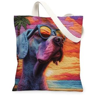 Generic Sac fourre-tout d&eacute;t&eacute; en toile pour faire du shopping, 33 x 38,1 cm, sac r&eacute;utilisable &agrave; motif imprim&eacute; de chien dogue allemand, sac d&eacute;picerie pour femme