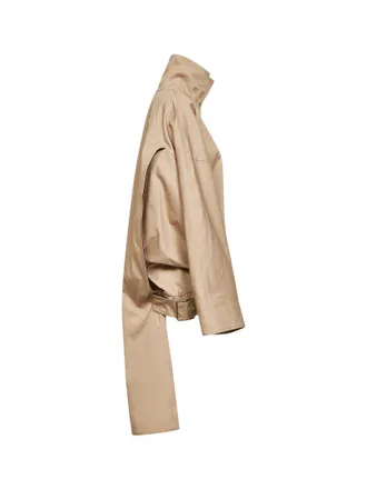 Darkpark Womens Bomber Jacket Beige Cotton Trench & Raincoats