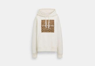 Coach Signature Square Hoodie f&uuml;r Frauen in Wei&szlig;, Gr&ouml;&szlig;e X-Klein