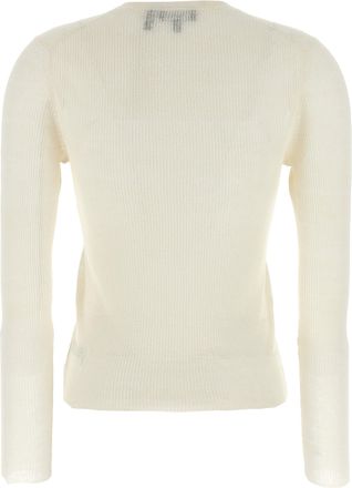 Theory Ribbed Viscose Linen Blend Sweater - Cream
