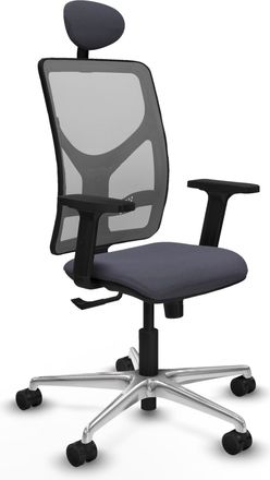 Piqueras y Crespo Drehstuhl mit 2D-Armlehnen, h&ouml;henverstellbarer Lendenwirbelst&uuml;tze und festem Kopfteil, ausgestattet mit 3 Positionen und Schneideschaum, Grau/Dunkelgr