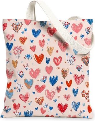 Generic Sacs fourre-tout r&eacute;utilisables en toile pour la Saint-Valentin, motif amour, sacs d&eacute;picerie r&eacute;utilisables, l&eacute;gers et lavables en toile pour, p&ecirc;che, 13