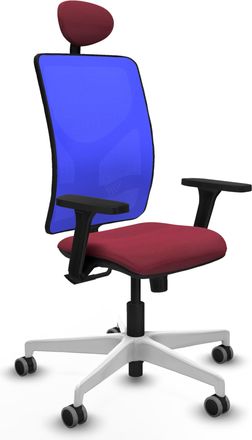 Piqueras y Crespo B&uuml;rostuhl 8H mit 3D-Armlehnen, h&ouml;henverstellbarer Lendenwirbelst&uuml;tze und festem Kopfteil, ausgestattet mit 3-fach verstellbarem Schaumstoff, Blau/Gran