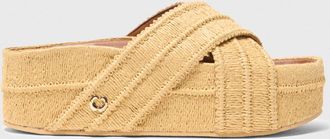 Maje Mules &Agrave; Plateforme Effet Raphia - Beige - Maje