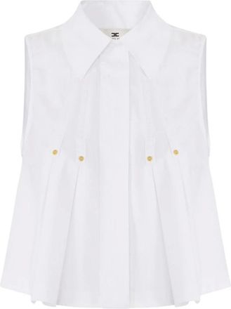 Elisabetta Franchi Femme, Blouses et Chemises, Blanc, Taille: 38 FR Camicia in popeline di cotone