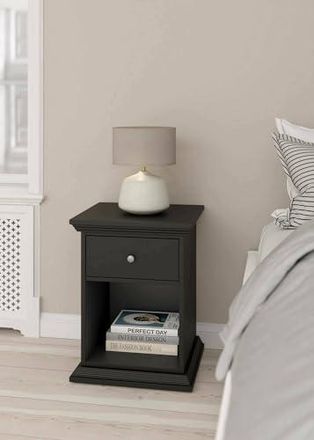 Dmora Nachttisch Mimi, Niedrige Kommode, Tisch, Multifunktionaler Nachttisch, 48x43 h63 cm, Schwarz