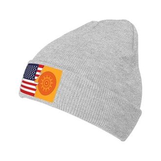 Generic Bonnet Tricoté Drapeau De Dharmacakra (Thaïlande) Et Amérique Extensible Bonnet Hiver Chaud Tricot Chaud Beanie Hats pour Sports Adultes Femme