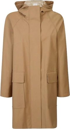 Eleventy Femme, Manteaux, Beige, Taille: 36 FR Parka full-zip &agrave; capuche