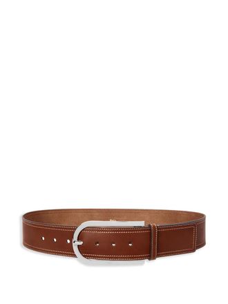 Polo Ralph Lauren ceinture en cuir à boucle argentée - Marron