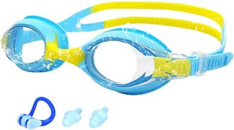 Generic Schwimmbrille f&uuml;r Kinder, breite Sicht, Antibeschlag-Brille f&uuml;r Kinder, Schwimmbrille mit verstellbarem Riemen, Nasenklammer, Schwimmbrille f&uuml;r Alter