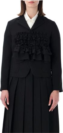 Comme Des Gar&ccedil;ons Femme, Vestes, Noir, Taille: 40 FR Gabardine Jacket Ruffle