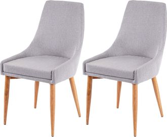 Mendler 2er-Set Esszimmerstuhl HWC-B44 II, Stuhl K&uuml;chenstuhl Retro Design - Stoff/Textil grau