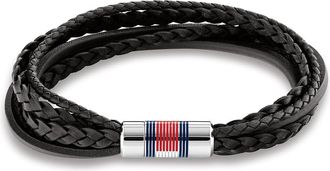 Tommy Hilfiger Jewelry Geflochtenes Lederarmband f&uuml;r Herren Schwarze Farbe - 2790426