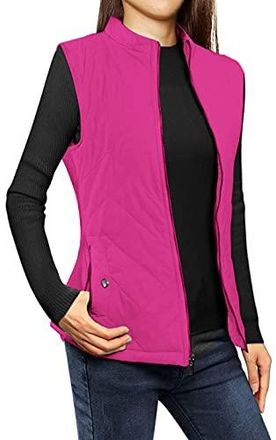 ORANDESIGNE Doudoune sans Manche Gilet Ultra L&eacute;g&egrave;re Veste Manteau Parka Blouson Zipp&eacute;e Hiver pour Femme Gilet Duvet Femme Chaud Doudoune sans Manche Col Montant A