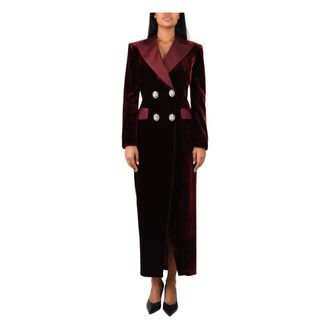 Simona Corsellini Robe crois&eacute;e en velours - Femme - Manteaux - Rouge - Taille: 40 FR