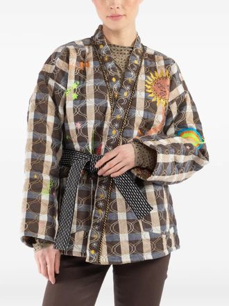 Monoki Karma checked embroidered jacket - Braun