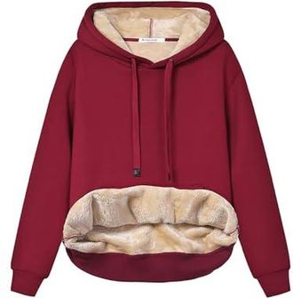 Generic Sweat &agrave; capuche dhiver en polaire Sherpa doubl&eacute; pour femme - D&eacute;contract&eacute; - Chaud - Avec poche, bordeaux, XS