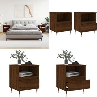 vidaXL Nachttische 2 Stk. Braun Eichen-Optik 40x35x50 cm Holzwerkstoff - Holznachtttische - Nachttische Set - Eiche Optik - Wohnzimmermöbel