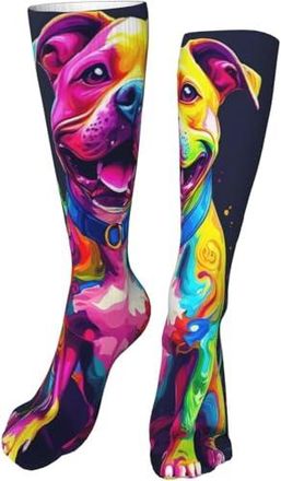 Generic Homme Chaussettes 50cm, Chien Pop Art N&eacute;on Anti-Ampoules Socks L&eacute;g&egrave;res Chaussettes de Sports pour Marche Yoga Aptitude Randonn&eacute;e