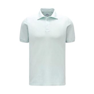 Fedeli Washed Cotton Polo - - Tops - Herren - Blau - L