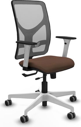 Piqueras y Crespo B&uuml;rostuhl mit wei&szlig;en und schwarzen Armlehnen, h&ouml;henverstellbare Lendenwirbelst&uuml;tze, ausgestattet mit Syncro/Traslack und Schneideschaum, Grau/Dunkelbr