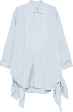 J.W.Anderson Femme, Robes, Bleu, Taille: 34 FR Robe Chemise en Soie avec D&eacute;tail Nou&eacute;
