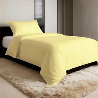 Pizuna 600 Fadenzahl aus Baumwolle Bettw&auml;sche Sanftes Gelb, 100% Langstaple Baumwolle Bettbezug und Kissenbezug, 100% Baumwolle Mako Satin 2-Teilig Bettw&auml;sch