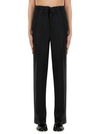 Maison Margiela Wool and Mohair Wide-Leg Trousers - Black
