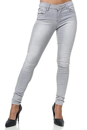 Elara Jeans Extensible Femmes Push up Ceinture &Eacute;lastique Chunkyrayan YH1053-1 Grey Denim-44 (XXL)