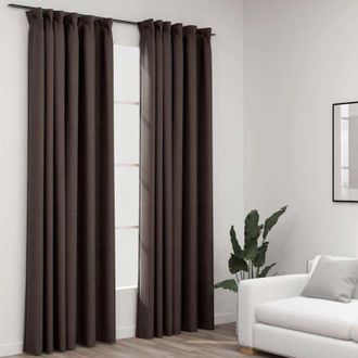 vidaXL Verdunkelungsvorh&auml;nge Haken Leinenoptik 2 Stk. Taupe 140x225 cm Vidaxl