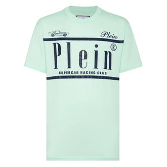 Philipp Plein Homme, Tops, Vert, Taille: XL Jersey T-shirt Col Rond Racing Club