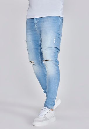 Siksilk Herren Blaue Abgenutzte Skinny Jeans 32