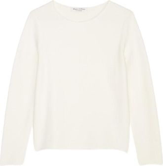 Marc O'Polo Damen Pullover aus Bio-Baumwolle Slim Fit, Cremefarben (White Cotton), XL
