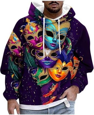 Generic Costume de carnaval &agrave; capuche pour homme avec impression amusante et tendance - Sweat-shirt &agrave; capuche - Coupe droite - Coupe ample - Confortable - Man