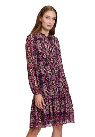 Cartoon Damen Chiffonkleid mit Stufen Purple/Orange,36