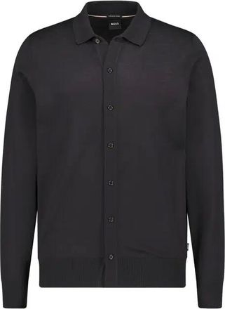 HUGO BOSS Herren Pullover schwarz Merinowolle unifarben