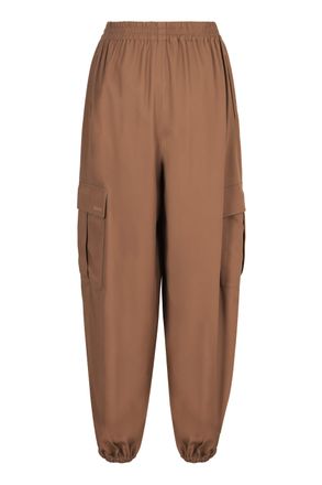 Max Mara Womens Trousers Glauco Cotton Hazelnut Wide-Leg