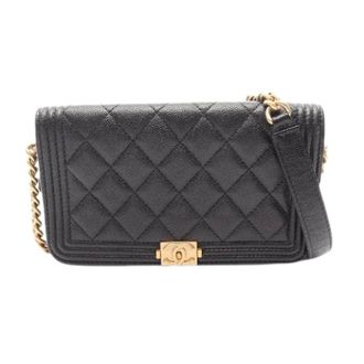 Chanel Pre-owned Sac bandouli&egrave;re pour t&eacute;l&eacute;phone Boy en cuir de veau grain&eacute; - Femme - Pre-owned - Noir - Taille: ONE Size
