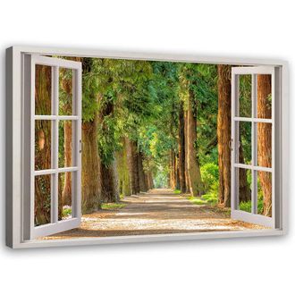 Feeby Leinwandbild XXL Park Wandbild Kunst 3D Illusion Braun 115x75 cm