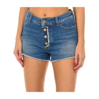 Armani Jeans Blaue Denim Shorts mit Fransensaum - - Shorts - Damen - Blau - W29