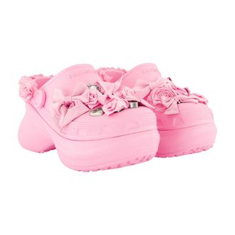 Balenciaga Womens Embellished Foam Clog Pink Synthetic Slippers