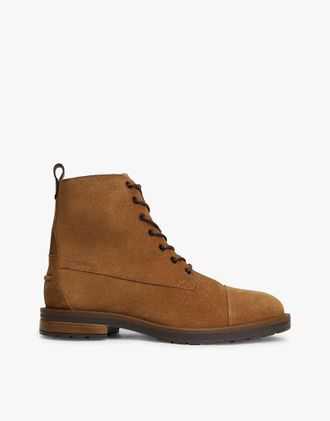 Tommy Hilfiger Schn&uuml;rstiefel aus Wildleder in Braun