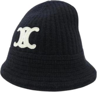 Celine Pre-owned Chapeau en Cachemire - Femme - Pre-owned - Noir - Taille: ONE Size