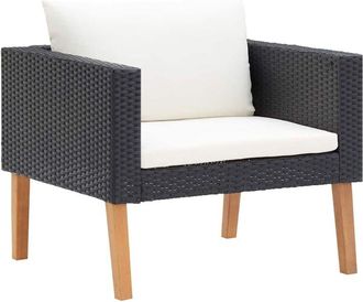 vidaXL vidaXL 1-Sitzer-Gartensofa mit Auflagen Poly Rattan Schwarz